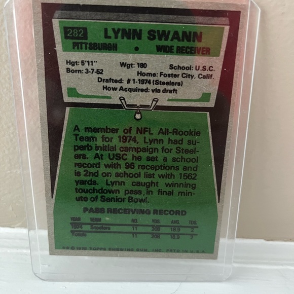 Topps | Toys | Topps 975 Lynn Swann Trading Card Pittsburgh Steelers Card 282 | Poshmark